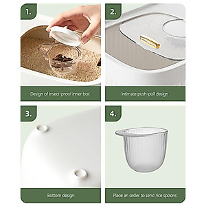 Airtight Rice Dispenser - Cover Rice Bucket for Cereal Grain Flour Rice Beans CountertopLarge Rice Storage Container with Lid, Proof Household Cereal Dispenser Bucket, Sealed Grain Container Storage for Kitchen (Green)