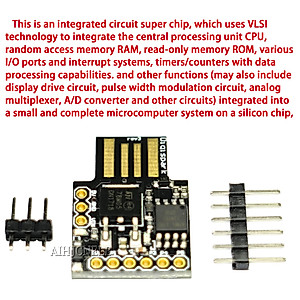 Aihjcnele Attiny85 Digispark Kickstarter USB Module Development Board Compatible IDE for Arduino General Micro USB MCU Development Module Compatible with UNO R3 PWM I2C SPI ADC I/O with Cable Wire