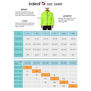 BALEAF Mens Cycling Rain Jacket Windbreaker Waterproof Running Gear Golf Mountain Biking Hood Lightweight Reflective Yellow L