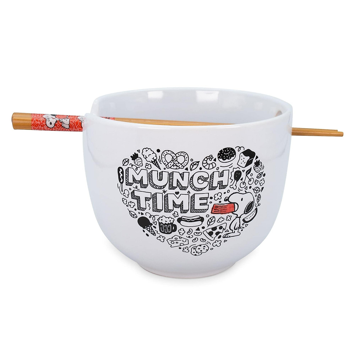 Peanuts "Munch Time" 20-Ounce Ceramic Ramen Bowl and Chopstick Set