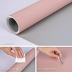 Weelth Multifunctional Office Desk Pad, Waterproof Desk Pad Protector PU Leather Dual-Sided Desk Writing Pad for Office/Home (Pink/Sliver, 23.6" x 13.7")