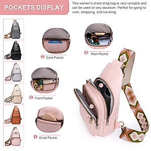 Osunnus Sling Bag for Women Crossbody Purses Trendy Unisex PU Leather Small Sling Backpack Chest Bag for Women and Men with Wide Guitar Strap, Black