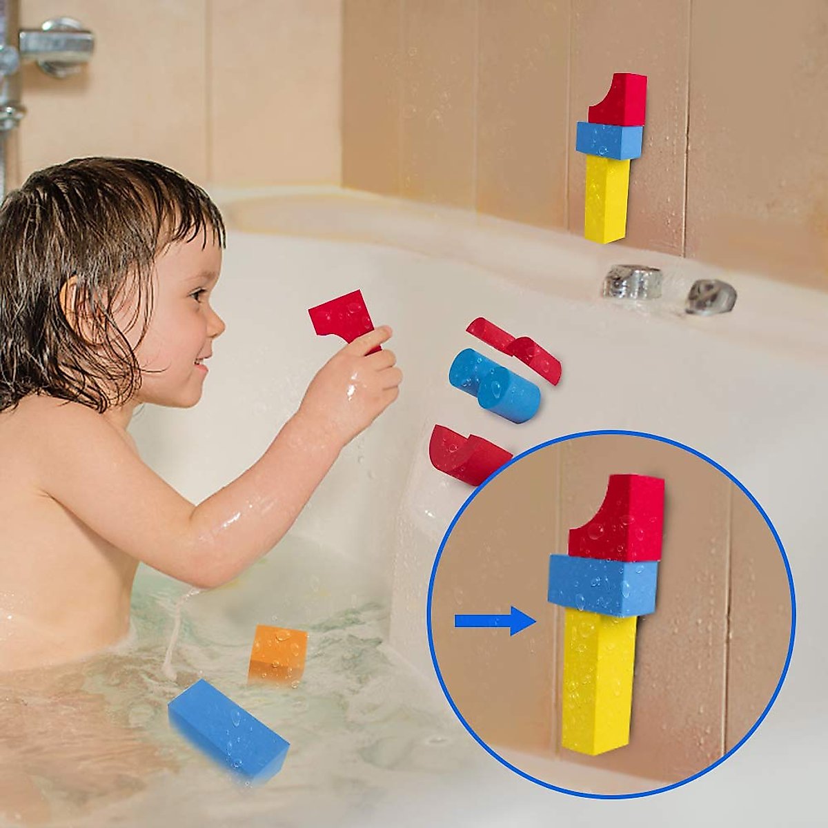 UNIH Foam Building Blocks for Toddlers 1-3, Soft Stacking Toys for 1 2 3 4 Year Old Boys Girls, Kids Stackable Block Set (94 pcs)