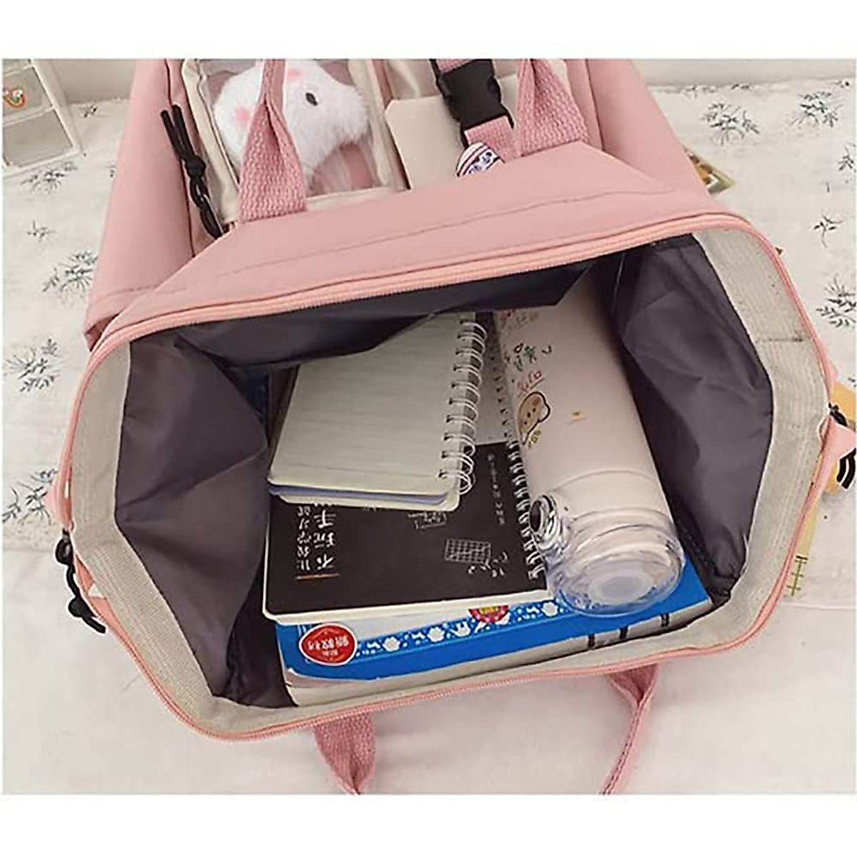 Dearsee Kawaii Backpack with Kawaii Pin and Accessories, Cute Backpack Aesthetic School Bag Cute Kawaii Backpack for Girls