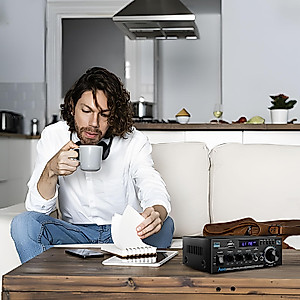 AK45 Home Audio Power Amplifier with Bluetooth, 100Wx2 Audio Stereo Receiver, Home Amplifiers w/FM Radio USB, AUX, RCA, SD for Home Theater Speakers Audio Stereo, Studio