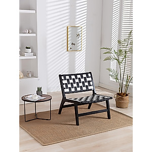 Living Room Accent Chair, Comfort Chair Armless Rubberwood Black White Modern Home Furniture 26.18" Lx28.35 Wx28.35 H
