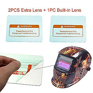 Solar Power Auto Darkening Welding Helmet with Wide Shade Range 4/5-9/9-13 with Grinding Feature & 2 Extra Lens Covers for ARC MAG MIG MMA Stick TIG Plasma Cutting (Model-44)