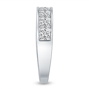 Size - 7 - Solid 14k White Gold 4mm Princess Cut Invisible Anniversary Ring Wedding Band CZ Cubic Zirconia 1.50cttw.