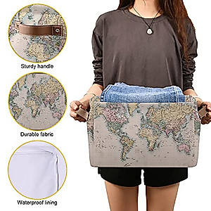 World Map Theme Storage Basket Set of 1 Organizer Storage Bin Foldable Storage Box with Handles for Home Nursery Clothes