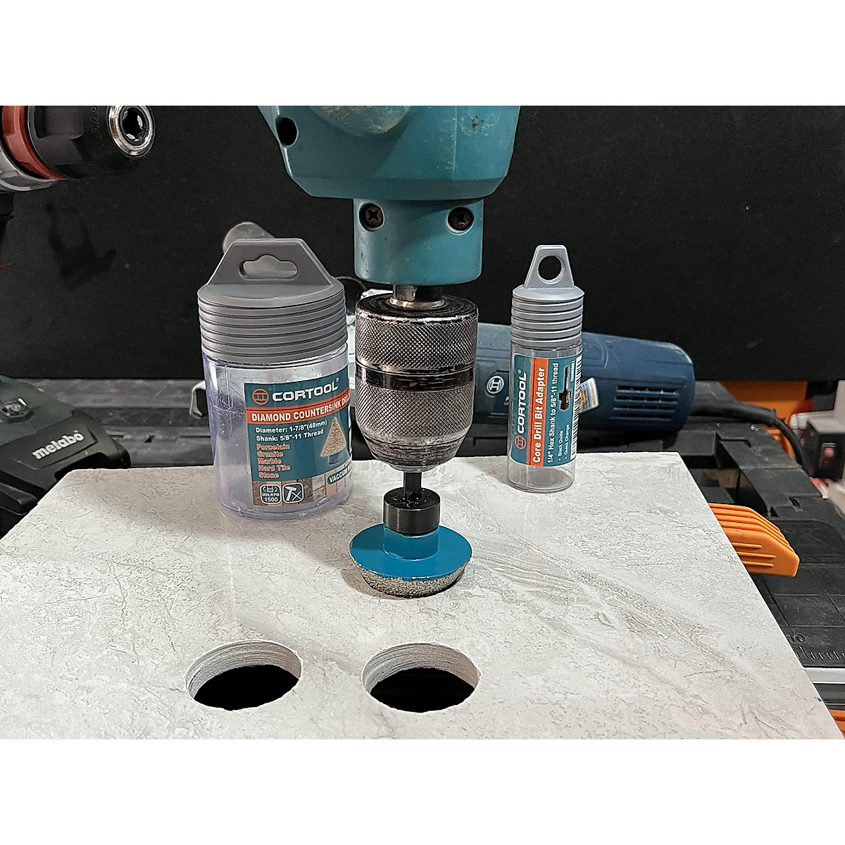 CORTOOL Core Drill Bit Arbor Adapter for Threaded Diamond Hole Saw 1/4" Quick Change Hex Shank to 5/8" 11 Male Drill Sanding Attachment Arbor Shaft Adapter