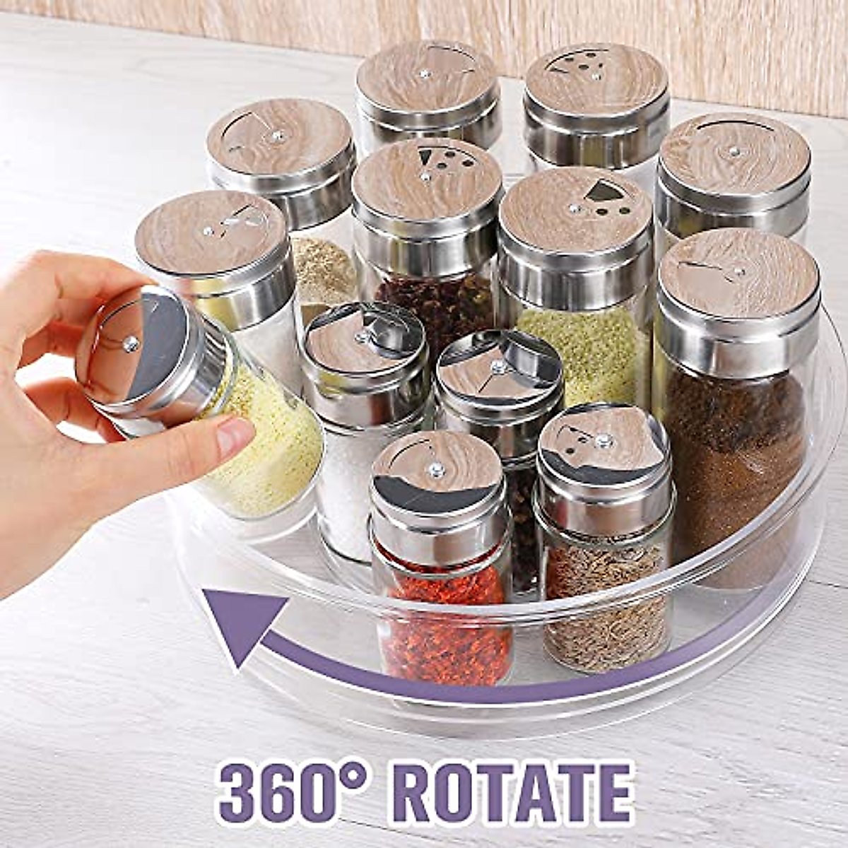 Puricon 2 Pack Clear Lazy Susan Turntable Organizer Bundle with 2 Pack Under Sink Organizers and Storage 2-Tier Double Sliding Pull-Out Drawer