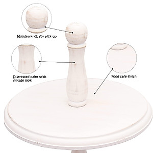 Defined Deco Wooden Decorative Tray Two Tiered Tray, White Tiered Tray, Cupcake Stand, Serving Tray Stand with 3 Pcs Signs Decor for Kitchen Island Decor, Home Decor and Holloween Farmhouse Décor