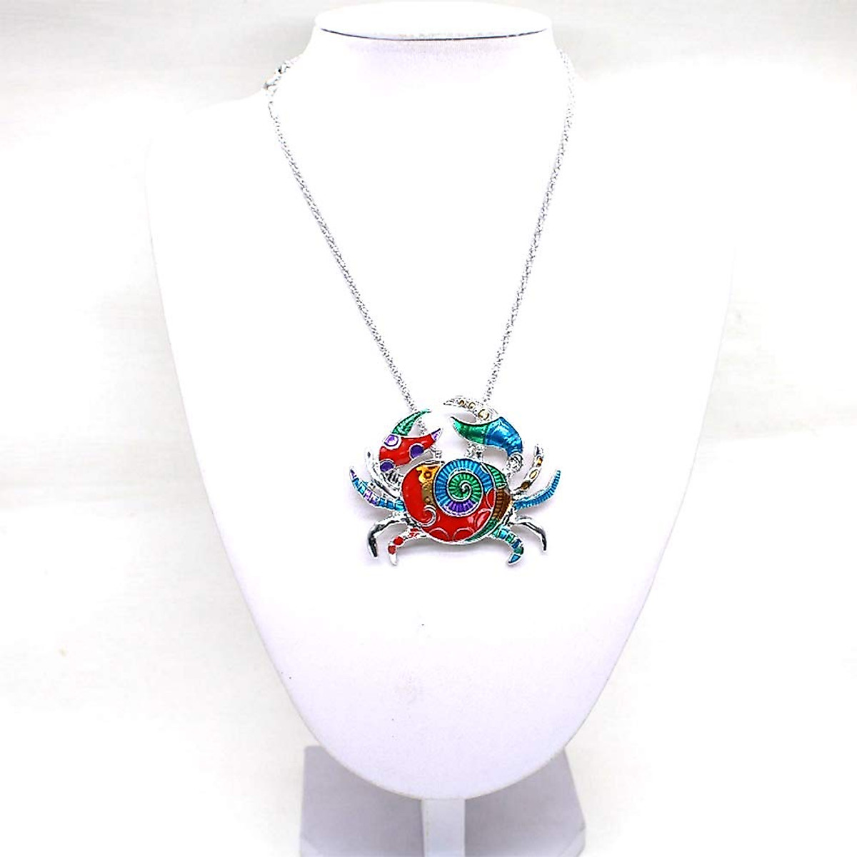 HSQYJ Charm Colorful Enamel Sea Animal Necklace Silver Tone Cute Enamel Choker Sea Crab Fashionable Necklaces for Women Unique Jewelry Gift and Souvenir