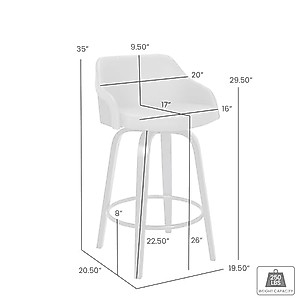 Alec Faux Leather Swivel Barstool, 26" Counter Height, Brown