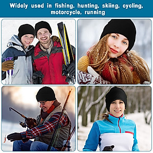 SATINIOR 6 Pieces Winter Beanie Hat Gloves Set, Knit Hat Touchscreen Gloves Soft Skull Cap Set for Women Men(Black)