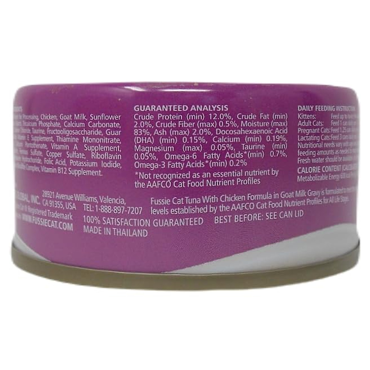 Fussie Cat Food Tuna Formula - in Goat Milk Gravy - 3 Flavor 6 Can Sampler Variety - (2) Each: Anchovies, Chicken, Salmon (2.47 Ounces) - Plus Catnip Toy and Fun Facts Booklet Bundle