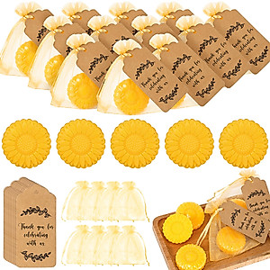 Demissle 50 Set Sunflower Soap Favors Fall Wedding Favors with Thank You Tag Gift Pouches Fall Party Favors for Adults Guests Return Gift Autumn Bridal Shower Baby Shower Decorations