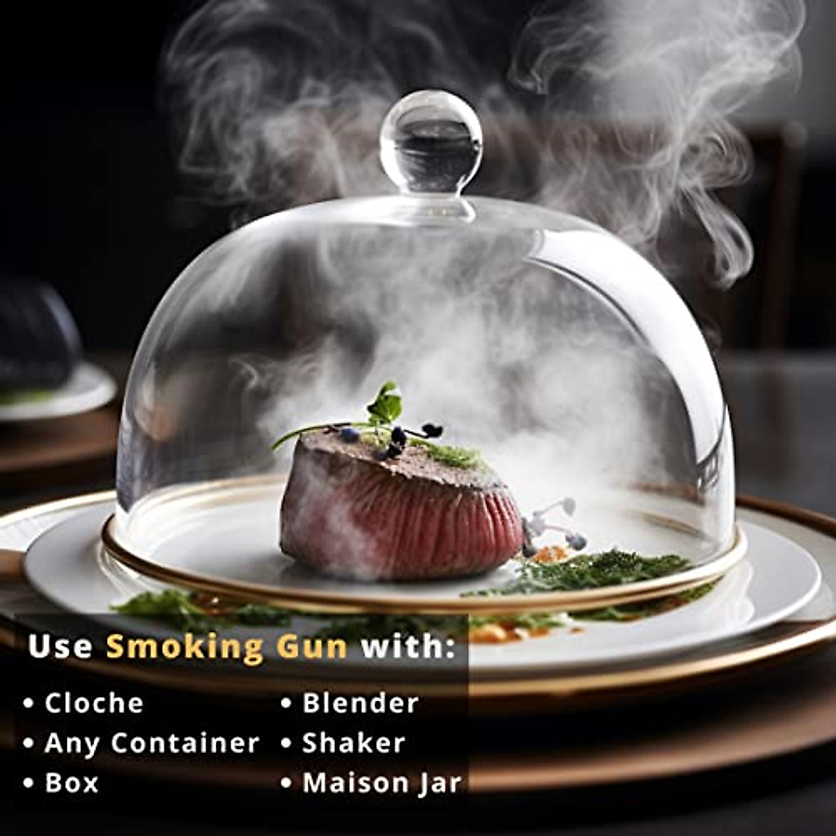 Smoky Crafts Acacia Whiskey Smoker Kit with Smoke Gun for Cocktails and Wood Chips (Apple & Cherry) - Cocktail Smoker Kit – Drink Smoker Infuser Kit (Torch Not Required)