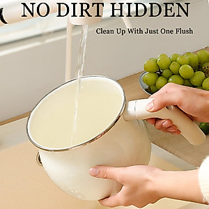 Enamel Milk Pan with Lid,2.1 Quarts Saucepan Butter Warmer with Effortless Handle, Healthy Soup Pot Cookware (White)