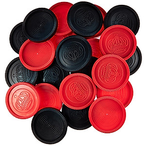 24 Jumbo Replacement Checkers - Extra Red/Black Interlocking Stackable Plastic Pieces for Board Games, Checkboards, Missing Pieces, and Rec Rooms, 2.75" Wide - Checkers, Draughts, and Tic Tac Toe