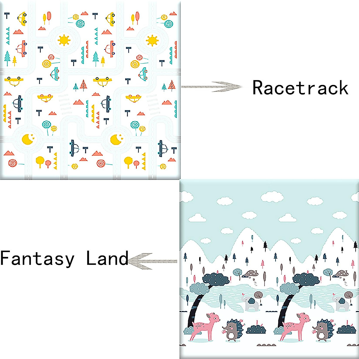 SEVNPRIME 59in x 71in x 0.4in Double-Sided XPE Cartoon Play Mat - Portable, Foldable, BPA-Free, Extra Thick, Waterproof Activity & Crawling Mat for Babies and Toddlers, Ideal for Home Use