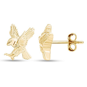 Eagle Stud Earrings In 14k Yellow Gold Over Sterling Silver