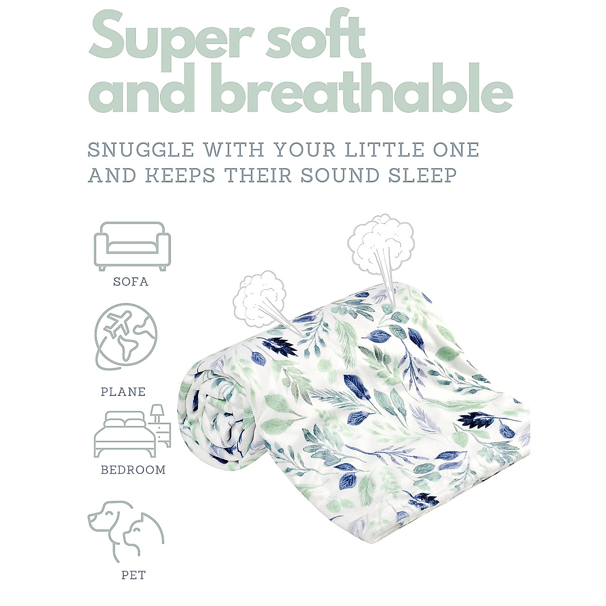 Terriboo Minky Baby Bed Blanket Newborn Mink Blanket Double Layer with Dotted Backing (Animal)