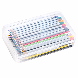 JANEMO Large Capacity Clear Pencil Case, Plastic Pencil Boxes with Lid Snap Closure, Storage Organizer Box Holder, Supply Boxes, 1 Pack