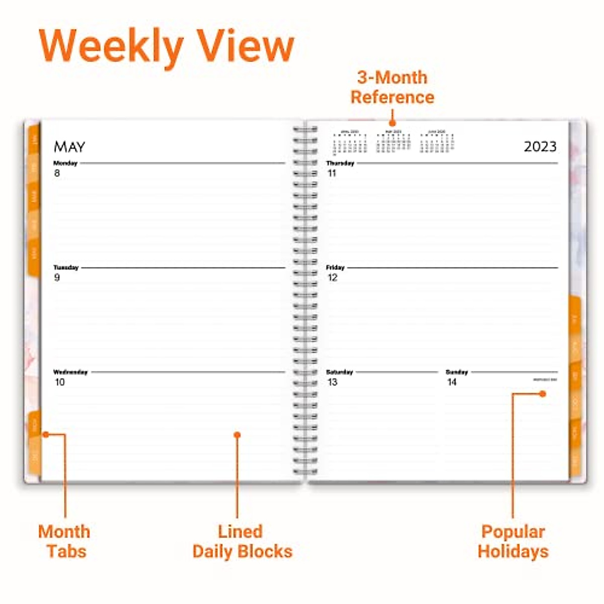 CRANBURY 2023 Planner Weekly Monthly (8.5x11", Watercolor), 2023 Large Planner Book, Big Agenda 8 1/2 x 11, 2023 Calendar Planner, Monthly Tabs, Bookmark, Notes, Stickers