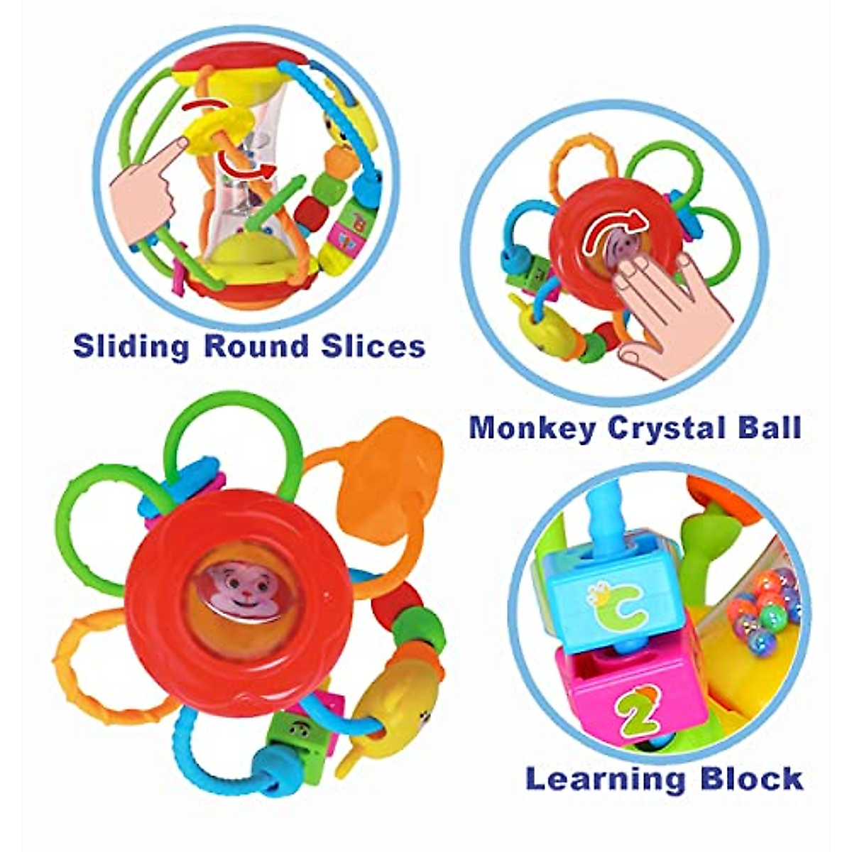 HOLA Baby Toys 6 to 12 Months Baby Toys 0-6 Months, Baby Rattles Activity Ball Infant Toys, Shaker Grab Spin Rattle, Crawling Educational 6 Month Old Baby Toys for 3, 6, 9, 12 Months Baby Boys Girls
