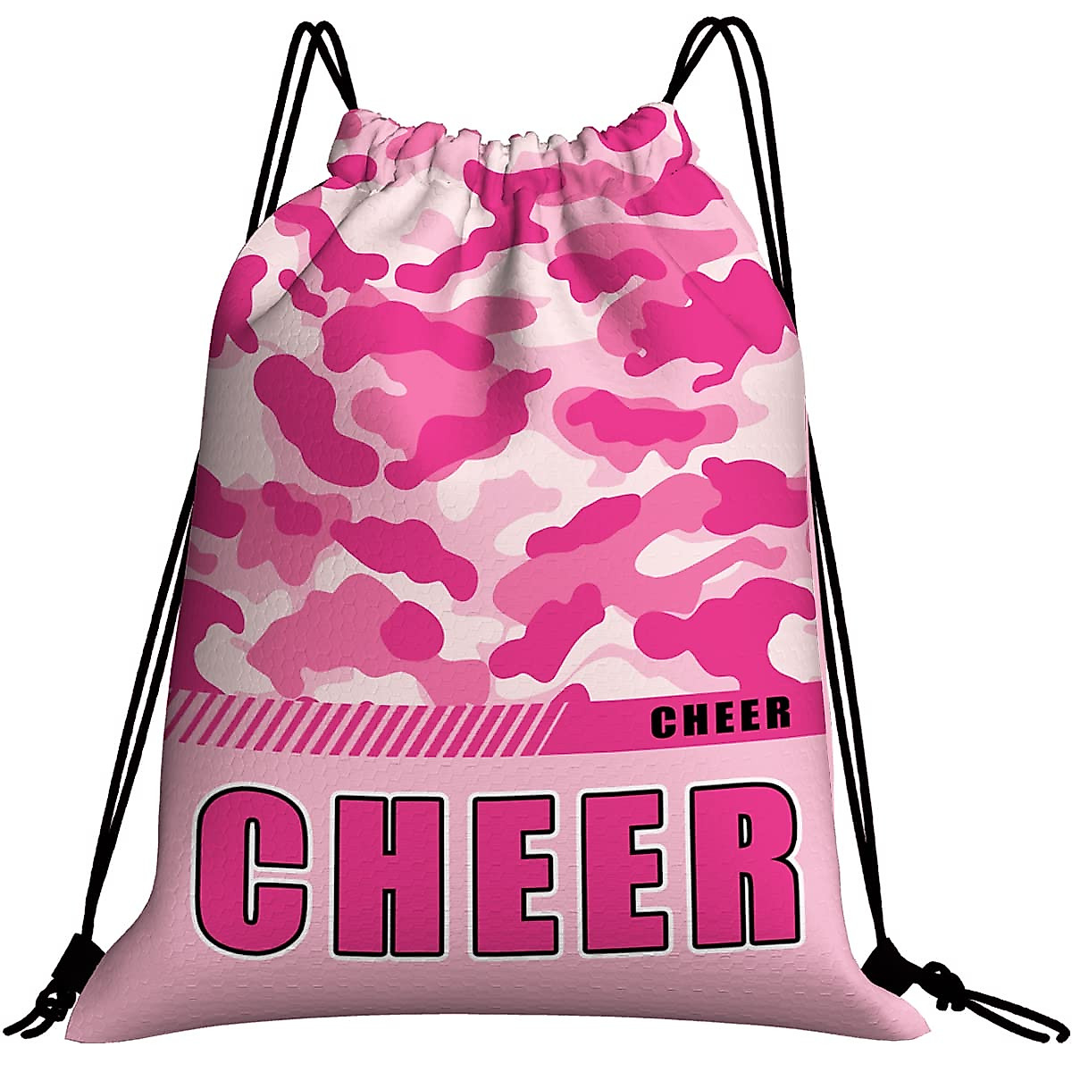 Givotin Drawstring Backpack Waterproof Gym Drawstring Bags Sports String Bag Camo Sackpack-Pink Cheer Drawstring Bag