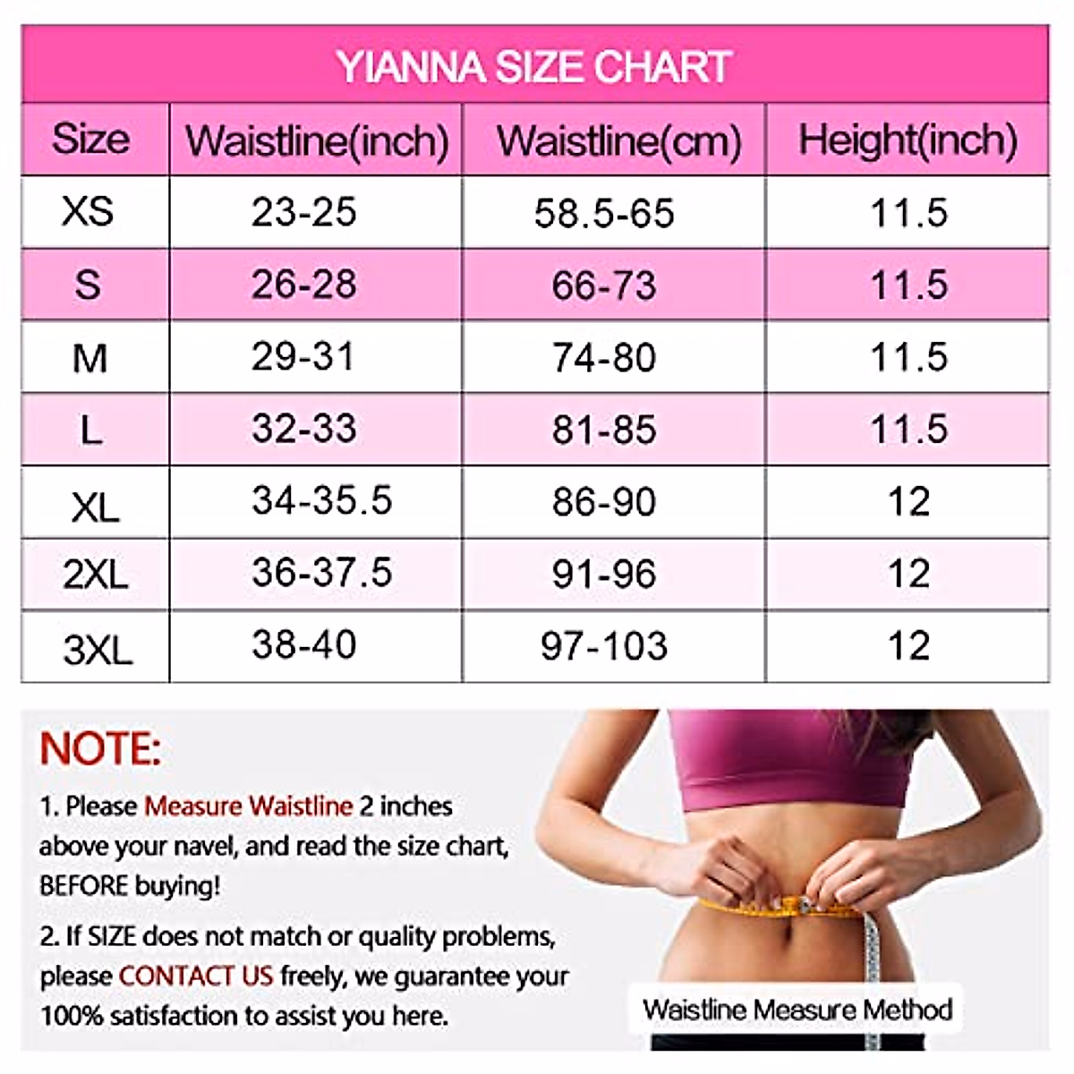 YIANNA Women Zip&Hook Latex Waist Training Corsets/Cincher Sport Girdle Underbust Hourglass Body Shaper, YA2219-Black-XL