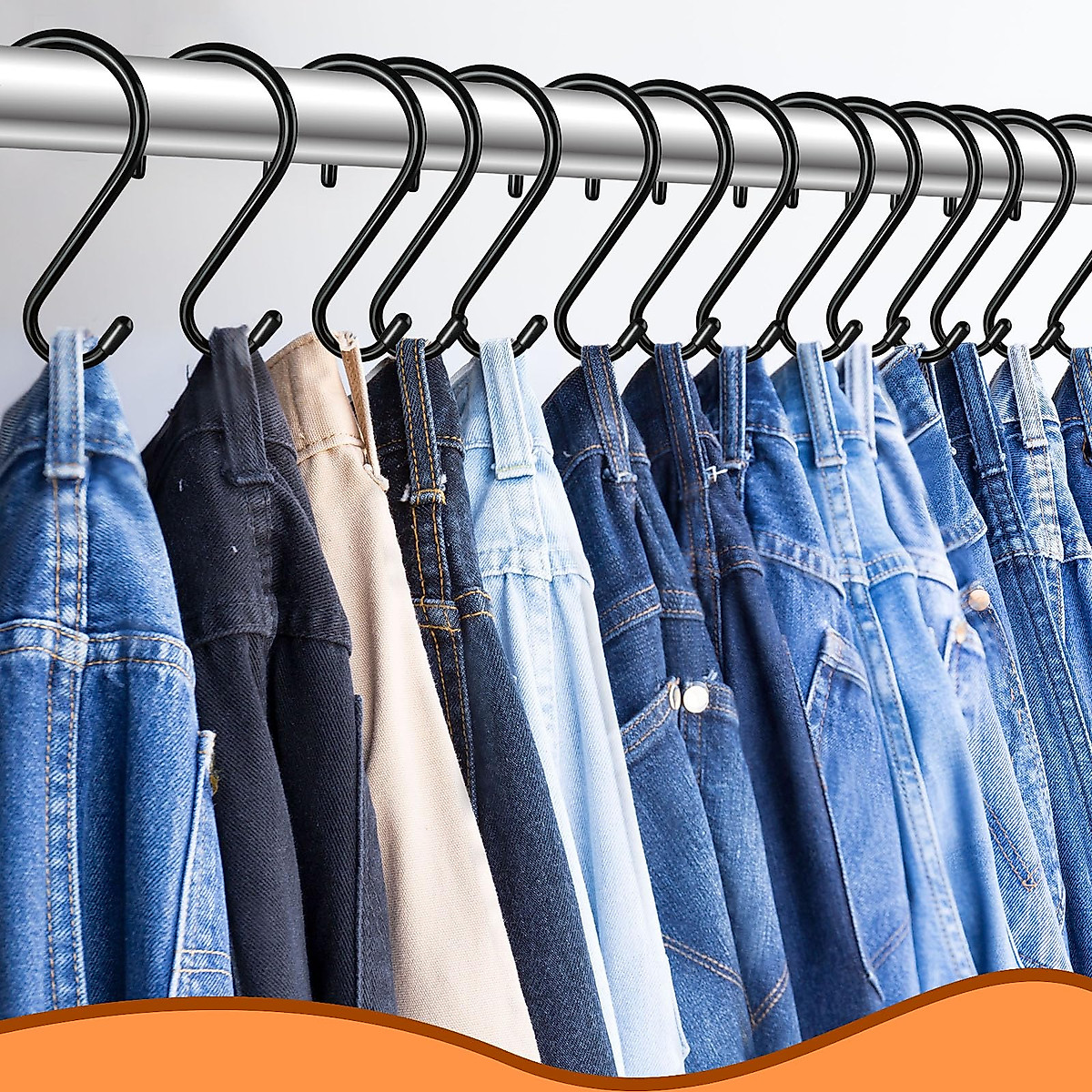 Dapute 4.5 Inch S Hooks for Hanging, 10 Pack Heavy Duty S Hooks Non Slip Closet Hooks, Large S Hook Hanger for Hanging Jeans, Clothes, Purse, Bags, Pan, Cups, Tools (Black)