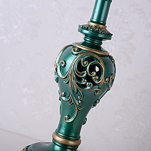 GaRcan Victorian Style Table Lamp, Traditional Handmade Fabric Lampshade Bedroom Bedside Lamp Resin Sculpture Lamp Body Desk Lamp for Living Room Study Reading Lamp