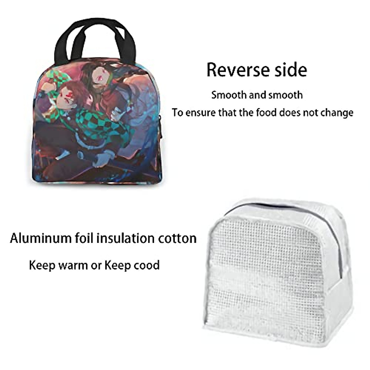 LWLESDC Reusable Lunch Bag For Girls Boys, Anime Insulated Lunch Box Thermal Portable Lunch Bag Cooler Tote Bag With Pocket