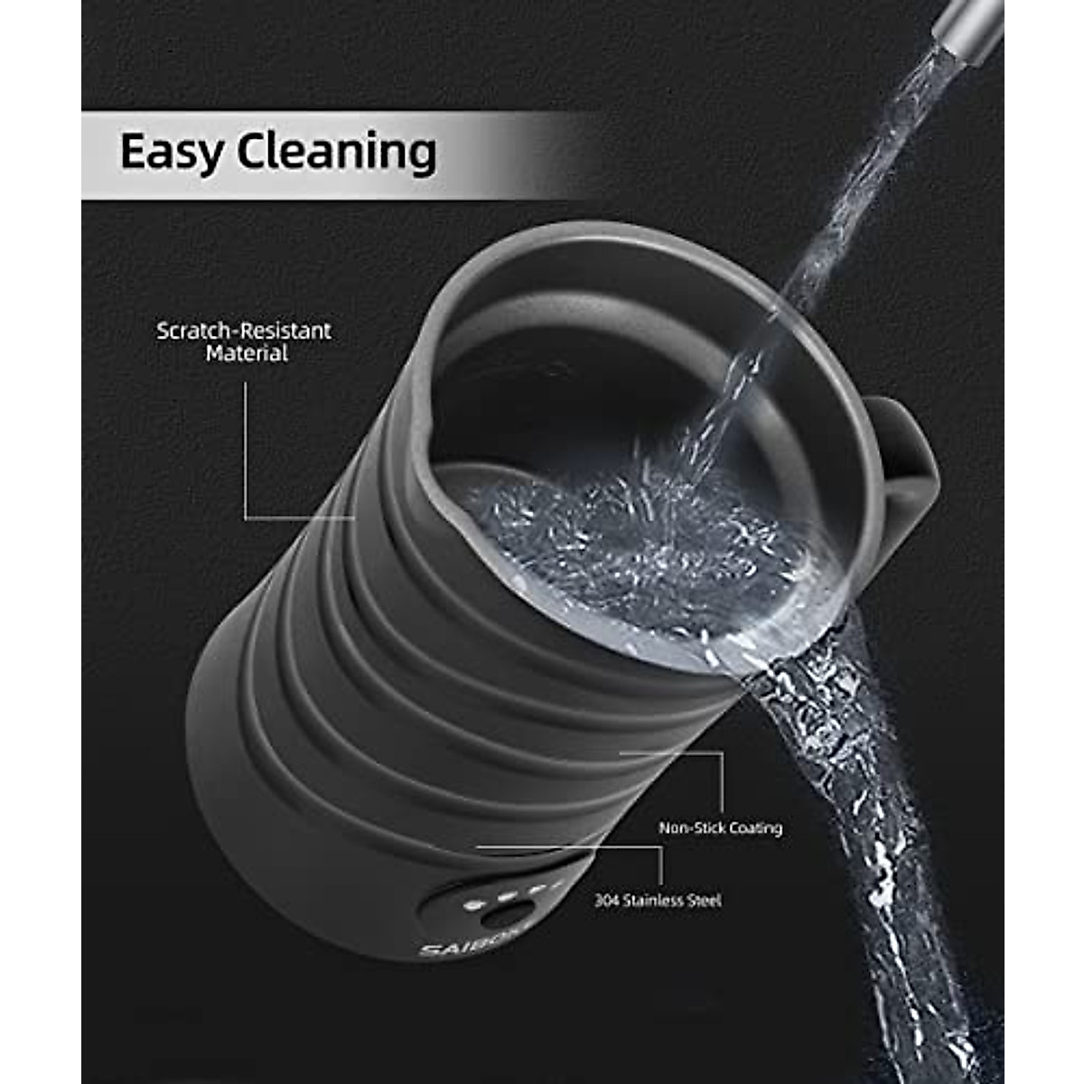 Milk Frother, SAIBOKE 4-in-1 Electric Milk Steamer，Automatic Hot & Cold Foam Maker, 8.8oz/260ml Milk Warmer for Latte, Cappuccinos, Macchiato. Ultra-Quiet Working & Automatic Shut Off