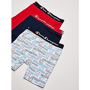 Champion Men's Everyday Cotton Stretch Boxer Briefs 3-Pack, Red/Navy, Large