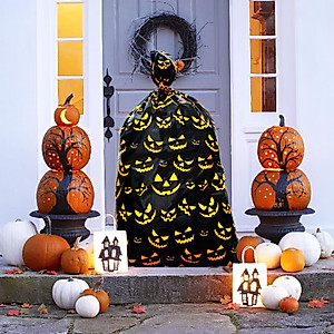 Halloween Extra Large Gift Bags Jumbo - Spooky Gift Bag for Big Presents - Black and Orange Giant Gift Bags Plastic - Jack-o-Lantern Lawn Leaf Garbage Trash Bags Huge - Over Size, 36 x 56 inches (1 pcs)