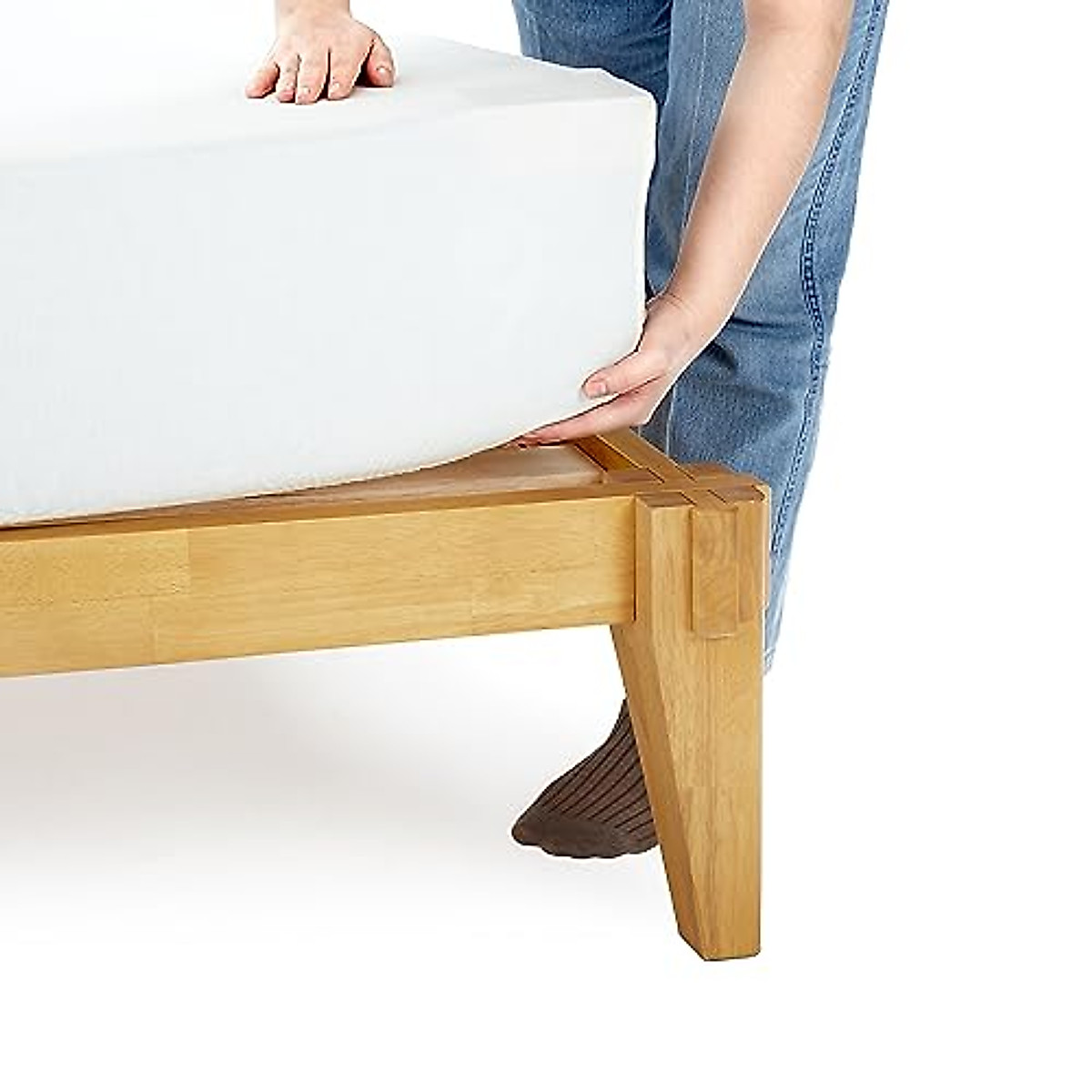 Bme Chalipa 14” Full Size Bed Frame - Wood Platform Bed - Wood Slat Support - No Box Spring Needed - Easy Assembly - Minimalist & Modern Style, Natural