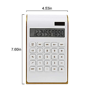 XYSRZ Calculator, Slim Elegant Design, Office/Home Electronics, Dual Powered Desktop Calculator, Solar Power, 10 Digits, Tilted LCD Display, Inclined Design, White,1- Pack