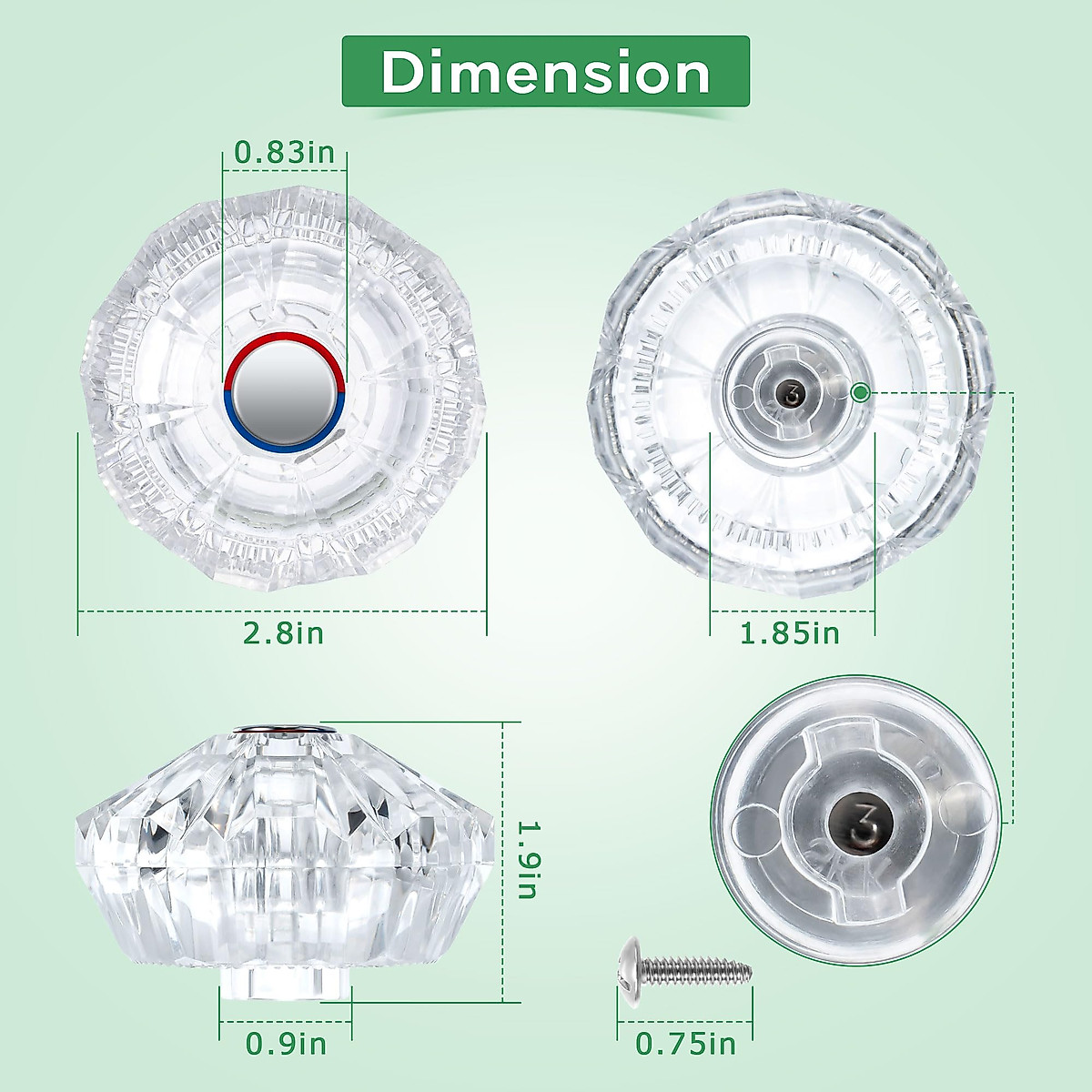 Dreyoo Shower Faucet Handle Replacement for 940-240/940-950A, Compatible with Price Pfister Avante Kitchen, Bath, Tub Faucets, Single Acrylic Shower Knob