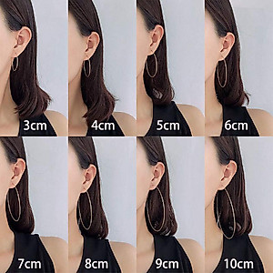 1mm Thin Extra Large Hoop Earrings，3 Pairs Set 90mm Huge Gold Hoops 18k Gold Plated Stainless Steel Big Gold Hoop Earrings for Women