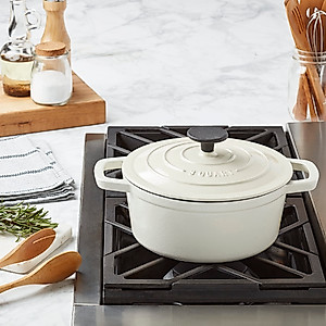 Smith Clark Ironworks Enameled Cast Iron Dutch Oven Pot with Lid (3 Quart, White)