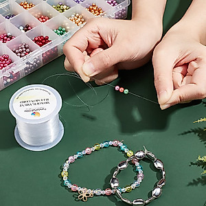 PH PandaHall 142 Yards 0.2mm Clear String Fishing Line Invisible Beading Cords Nylon Thread String Inelastic Jewelry Wire for Christmas Bracelet Jewelry Making Ornaments Hanging Party Decor Seed Beads