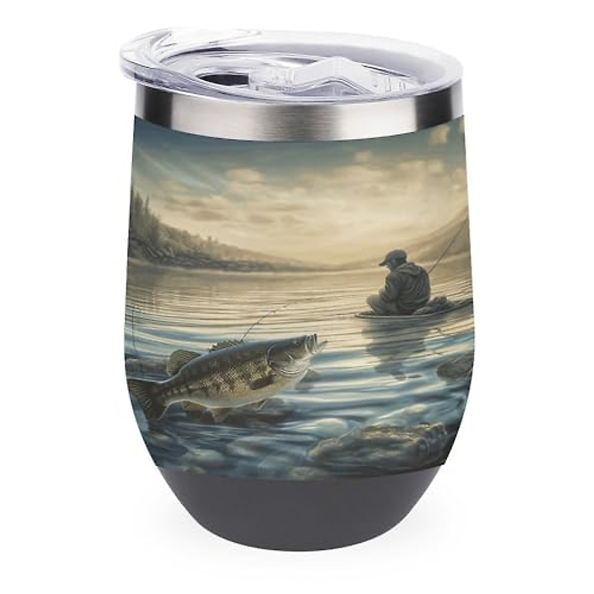 WYUSPGK 304 Stainless Steel Insulated Cup, Lake Fish Fishing Print Smooth Rim, Durable & Reusable - Perfect for Office, Home, And Travel