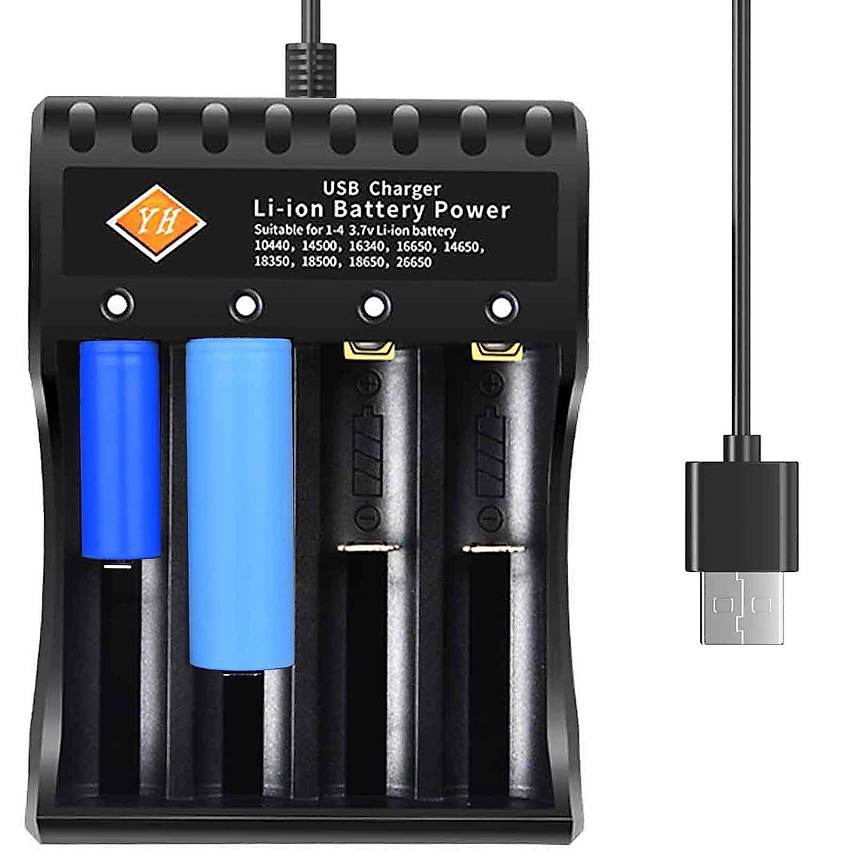 18650 Rechargeable Battery Charger 3.7V Lithium ion Battery Charger for Li-ion 18650,18500,10440,14500,16340,16650,14650,18350,26650 Battery