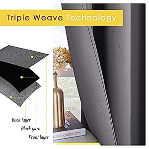 NICETOWN Grey Blackout Curtain Panels for Bedroom, Thermal Insulated Grommet Top Blackout Draperies and Drapes for Basement (2 Panels, W70 x L54-inch, Grey)