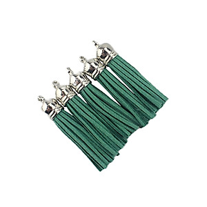30 Silver CCB 2-1/4 Inch Faux Suede Tassel Charm Keychain Cellphone Straps Z58 (Green Tassel)