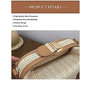KITOLTER Straw Shoulder Bag Clutch Crossbody Bag Casual Beach Handmade Bag Handbag for Women (Straw)