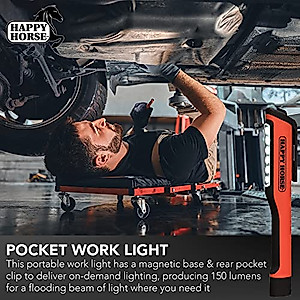 HARRIS FAMOUS ROACH TABLETS Happy Horse Work Flashlight, 150 Lumen LED, Magnetic Clip, 3xAAA Batteries Included, Bright LED Flashlight